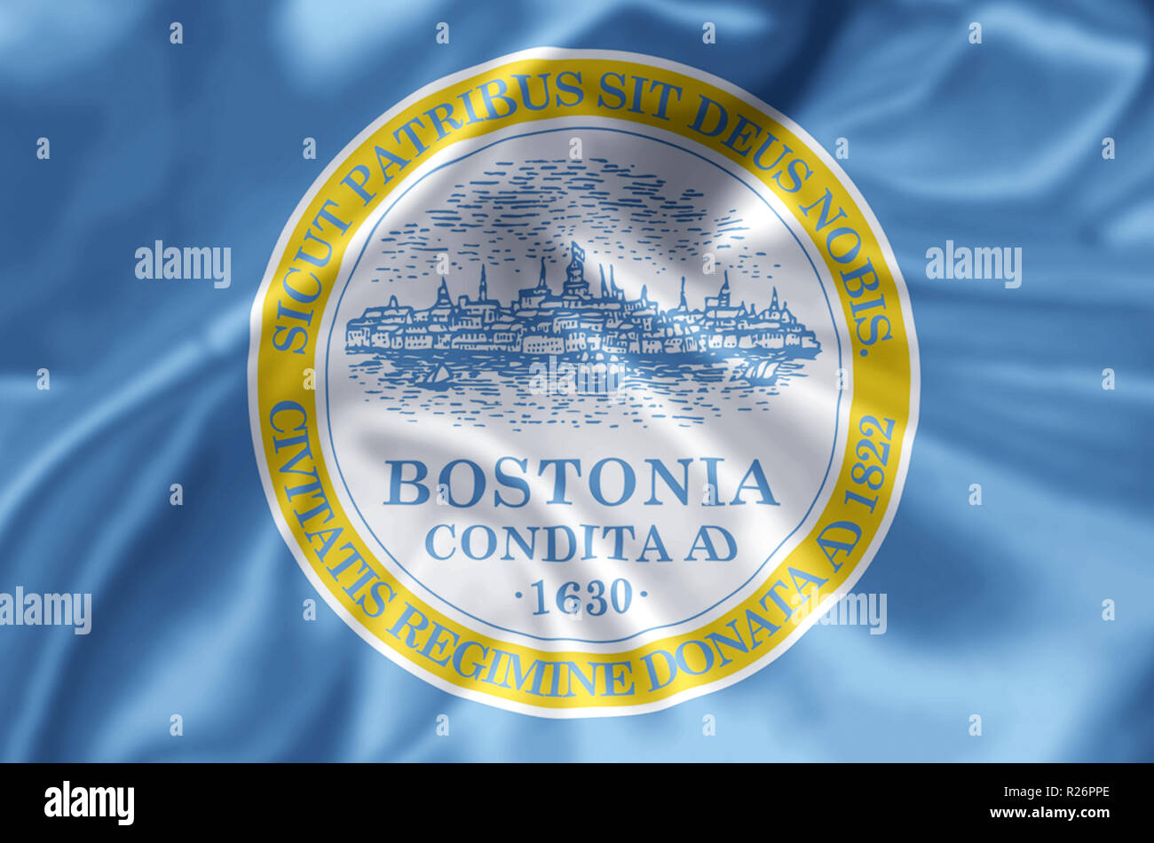 Boston waving and closeup flag illustration. Perfect for background or ...