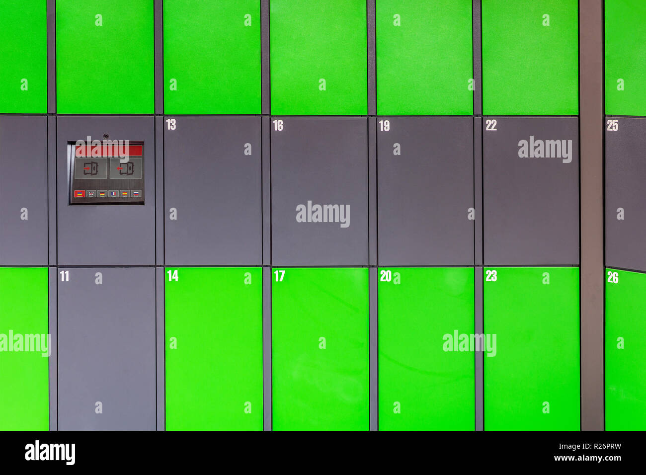 Outdoor green automated public lockers with touchscreen display ...