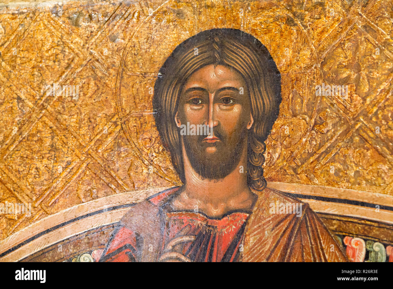 An icon of the Christ Pantocrator, the ruler of the world. Deesis ...