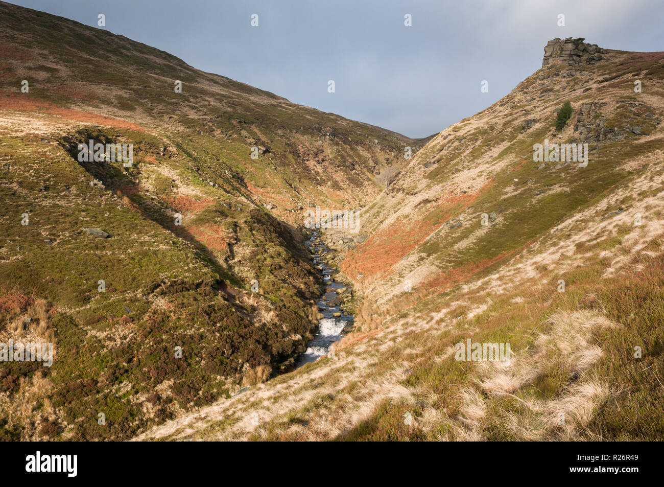 Crowden Great Brook and Castles, Peak District National Park, UK Stock ...