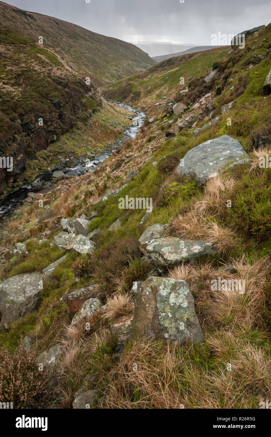 Crowden Great Brook in the Crowden Valley, Peak District National Park ...