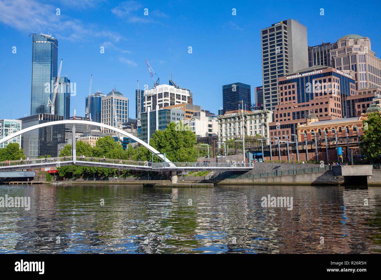 Evan Walker pedestrian bridge across the yarra river in Melbourne ...