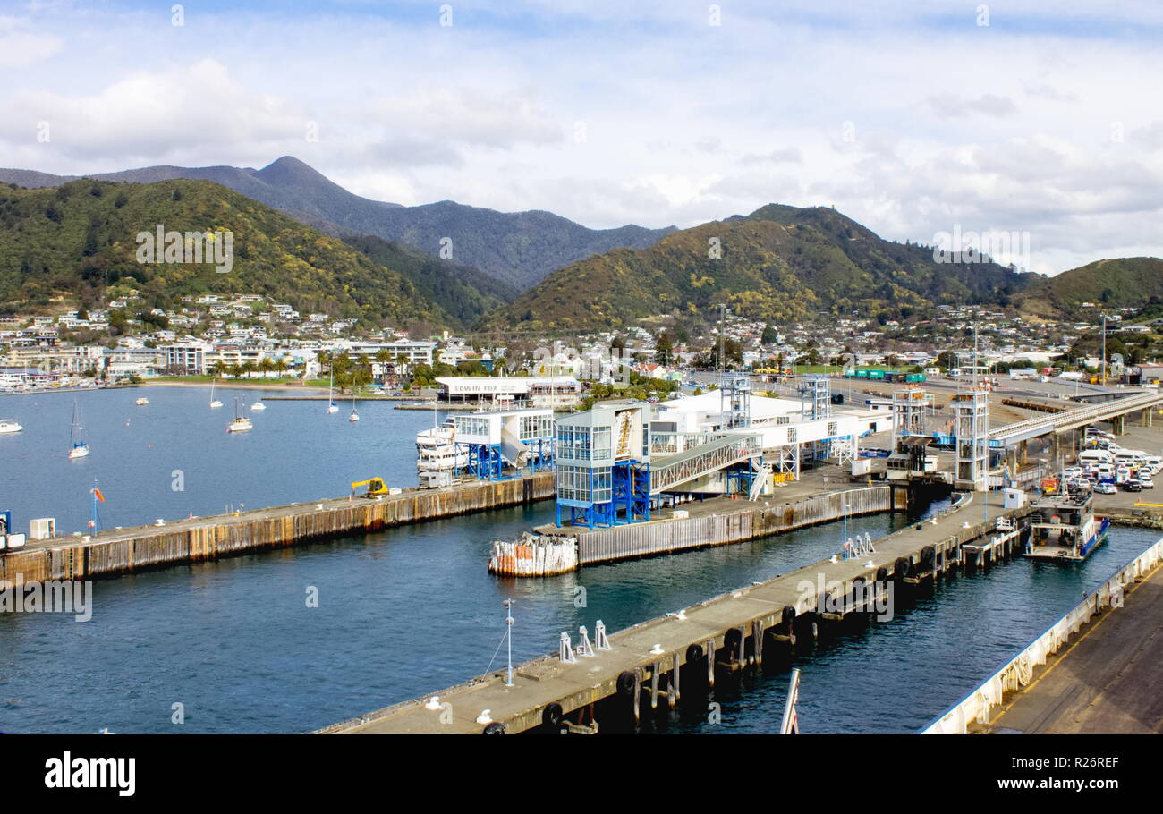 Picton, New Zealand - August 26, 2017: Waitohi Wharf is a general ...