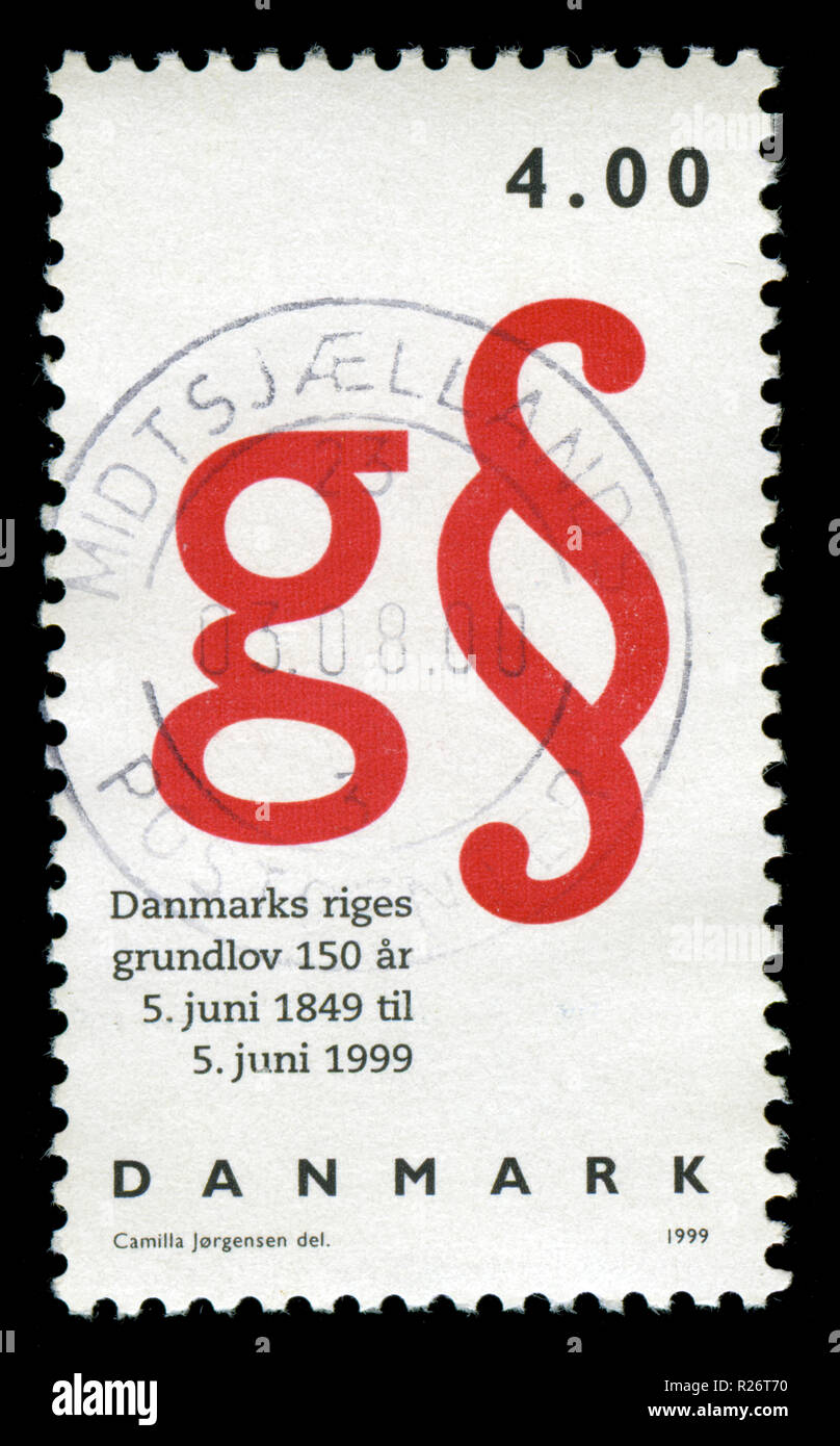 Postmarked stamp from Denmark in the series issued in Stock Photo - Alamy