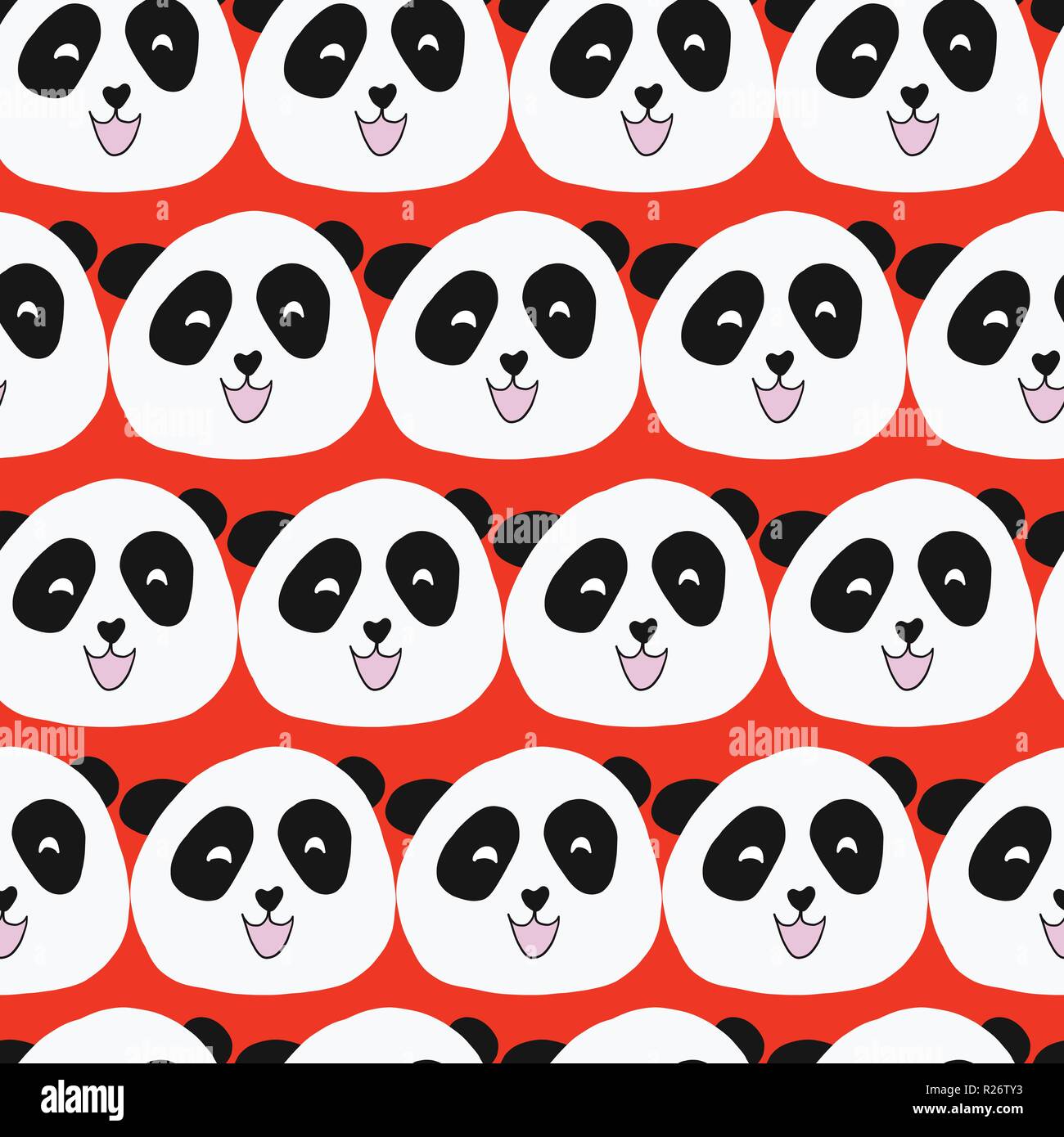 Panda bear seamless vector repeat pattern. Cute animal illustration on ...