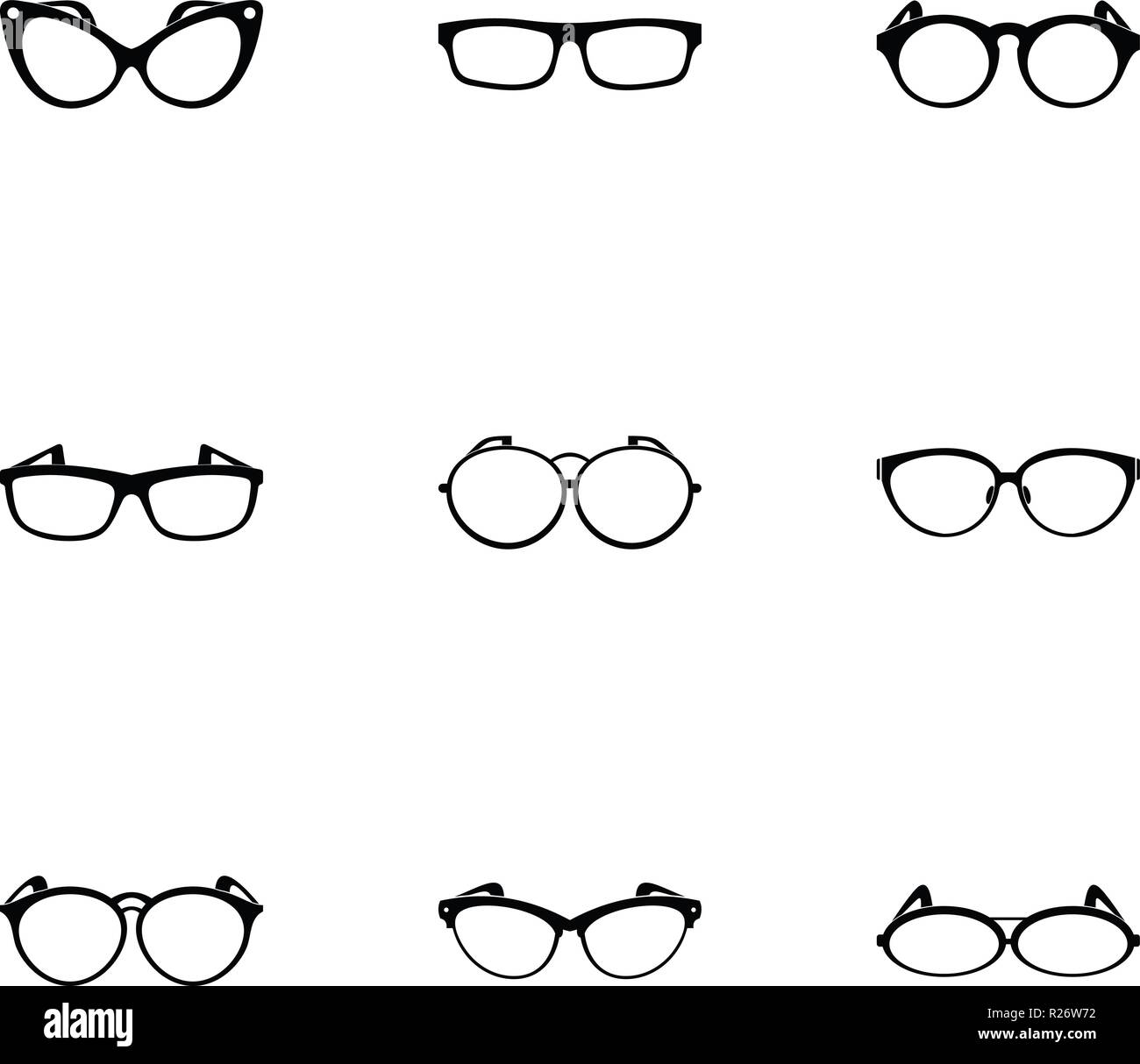 Spectacle icons set. Simple set of 9 spectacle vector icons for web ...
