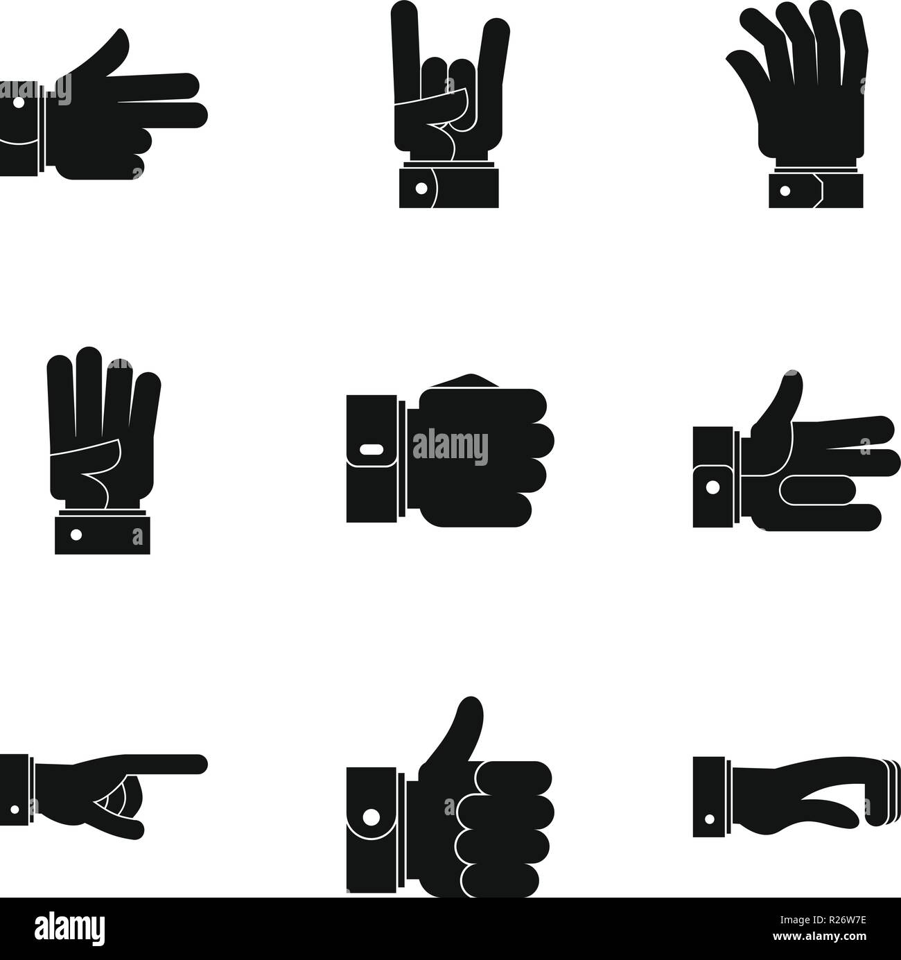 Gesticulation icons set. Simple set of 9 gesticulation vector icons for ...