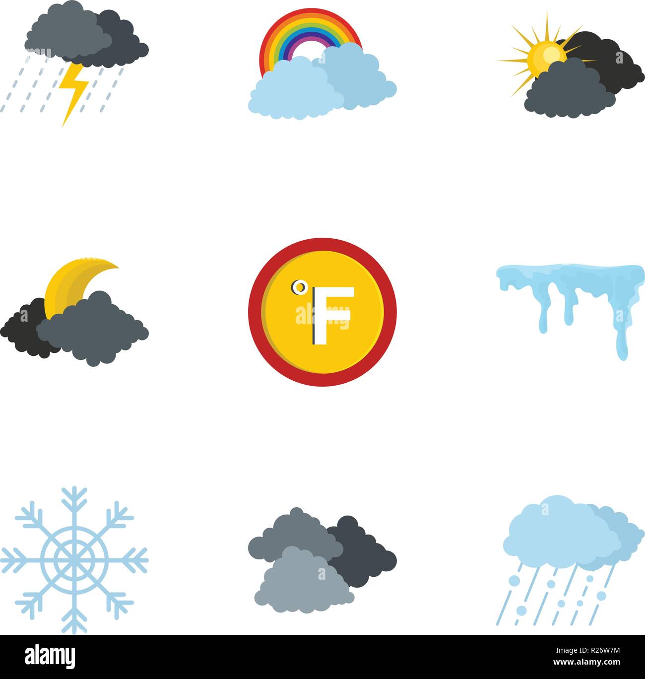 Hydrometeorological icons set. flat set of 9 hydrometeorological icons ...
