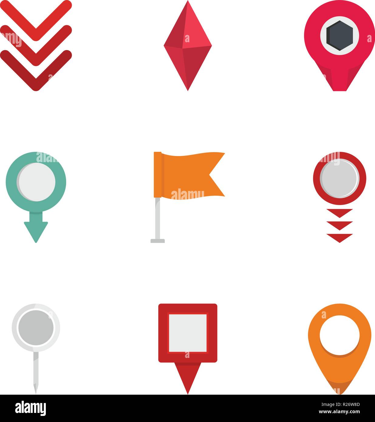 Indication icons set. flat set of 9 indication vector icons for web ...