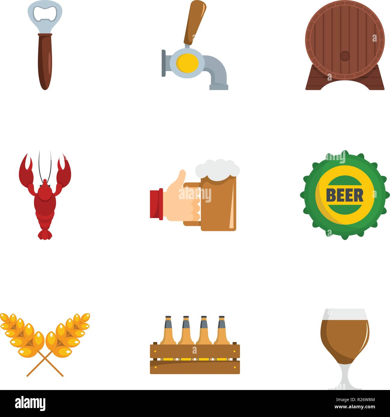 Snackbar icons set. flat set of 9 snackbar vector icons for web ...