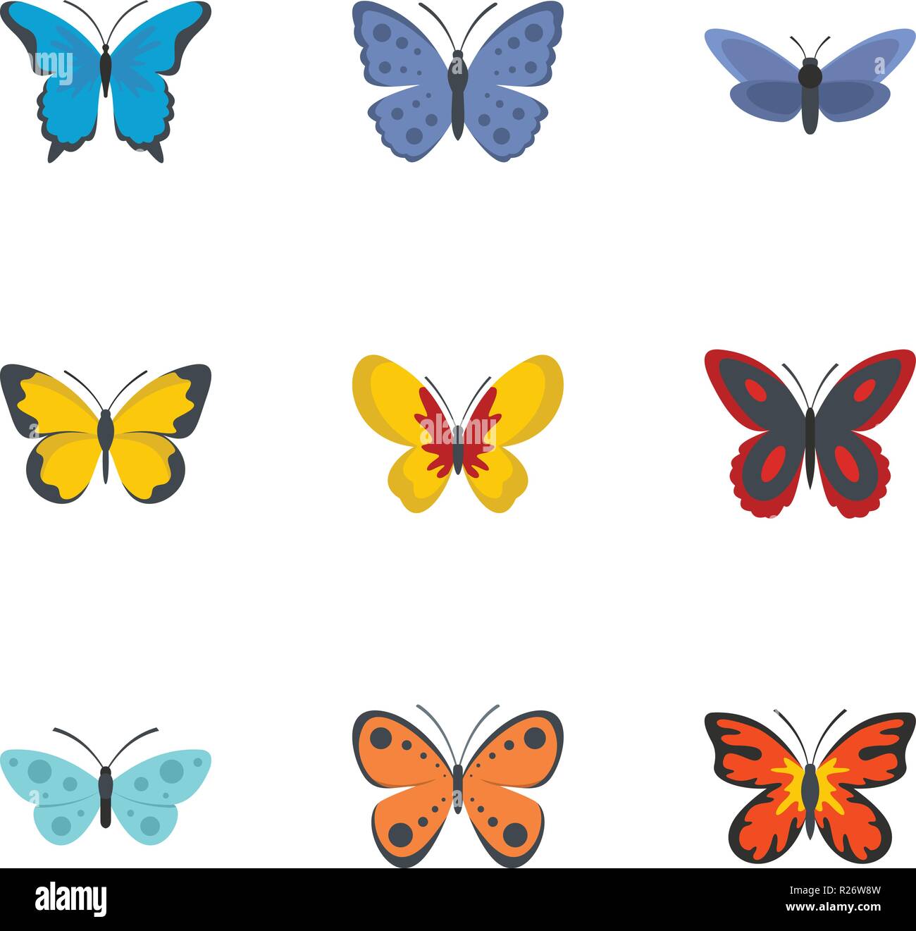 Cutworm icons set. flat set of 9 cutworm vector icons for web isolated ...