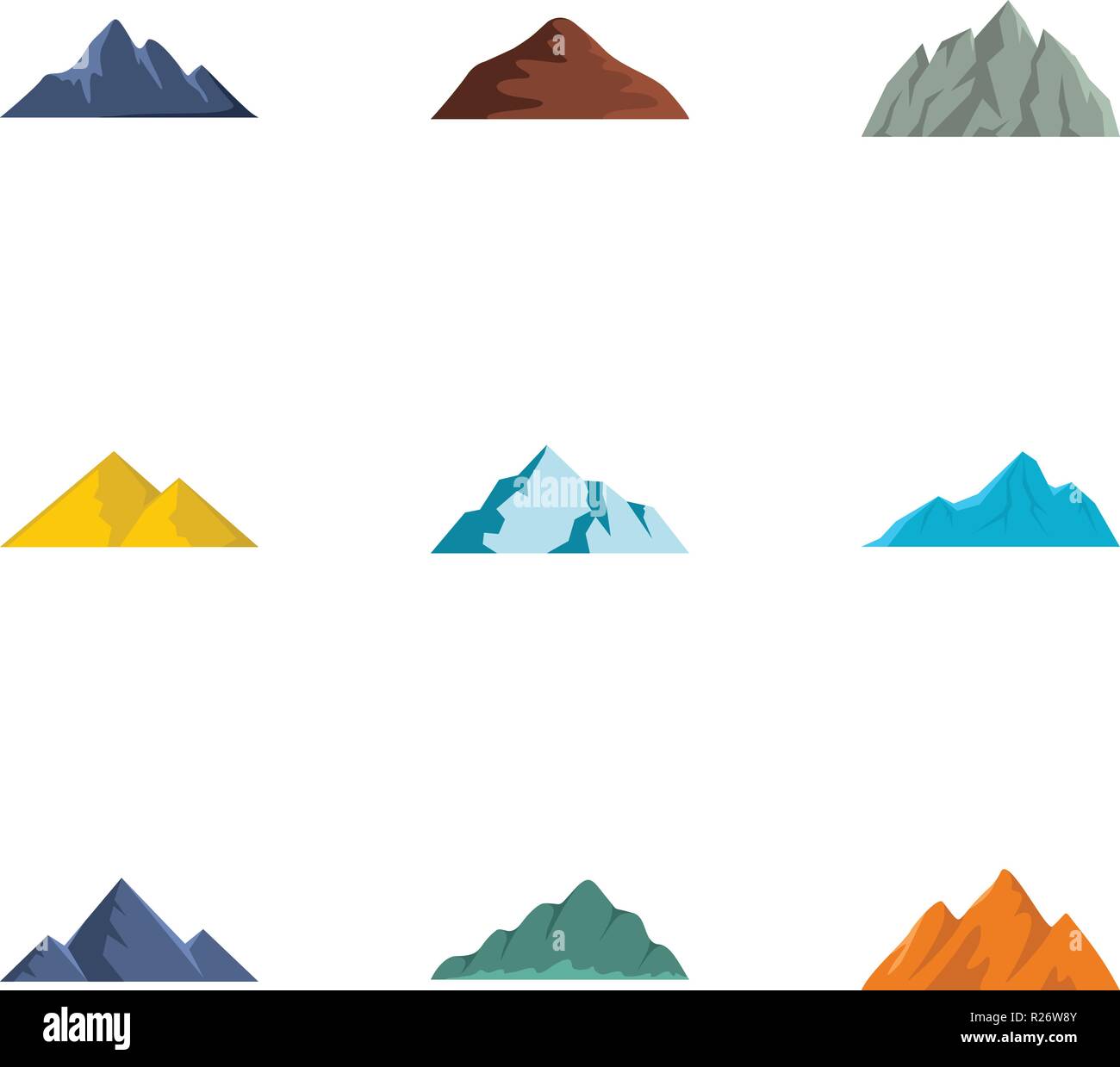 Slope icons set. flat set of 9 slope vector icons for web isolated on ...