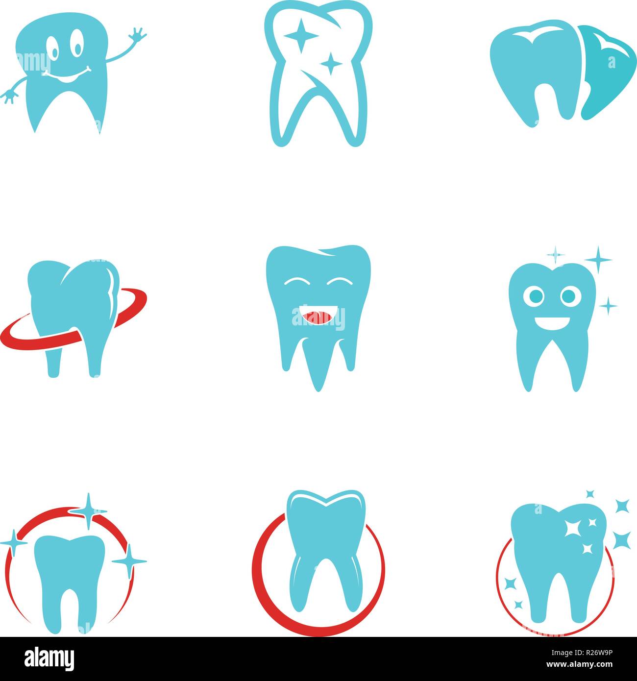 Dental polyclinic icons set. flat set of 9 dental polyclinic vector ...