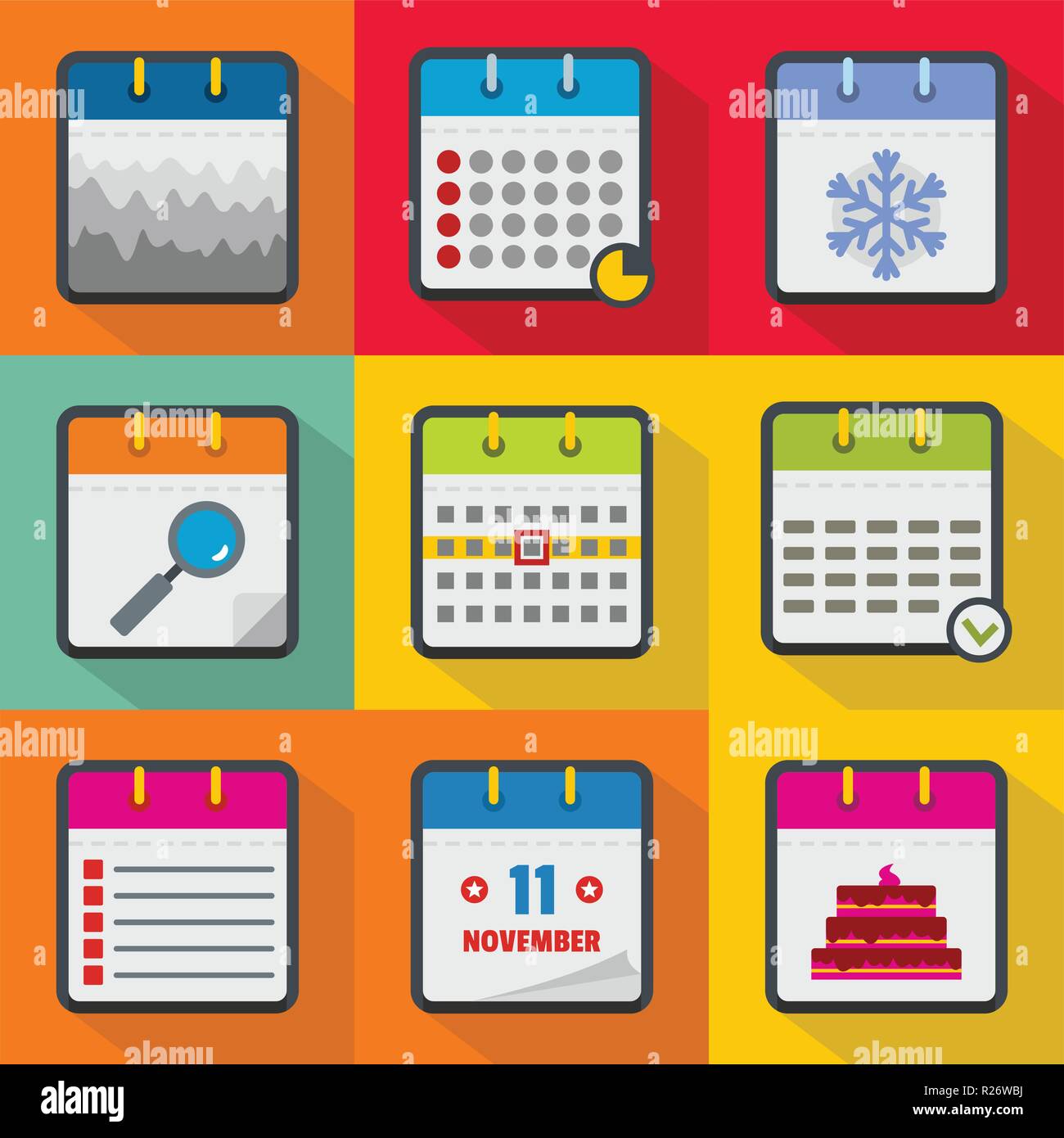 Scheduler icons set. flat set of 9 scheduler vector icons for web ...