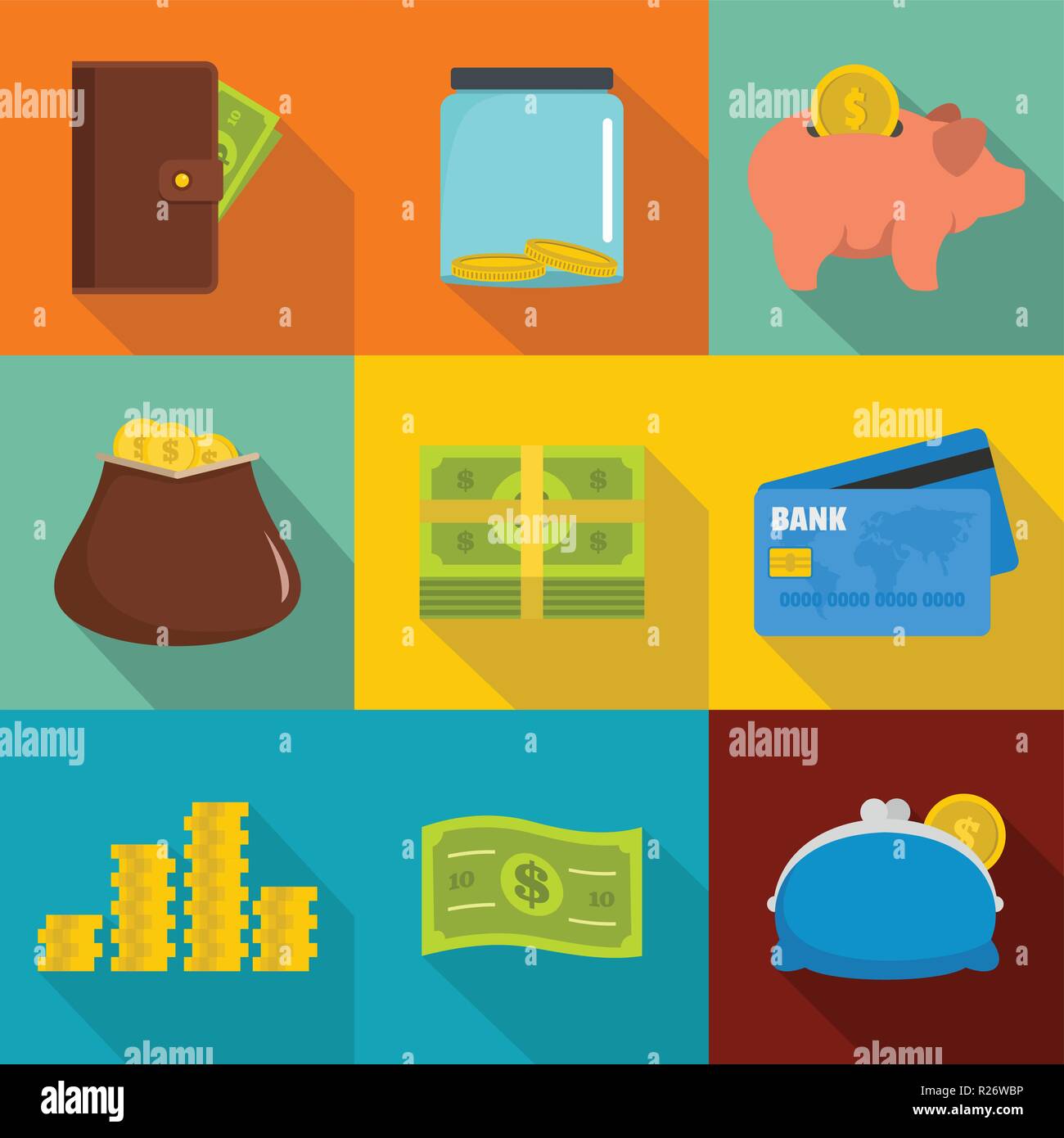Business impact icons set. flat set of 9 business impact vector icons ...