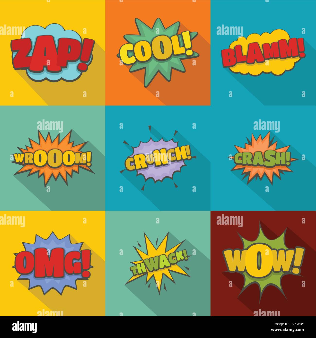 Impact icons set. flat set of 9 impact vector icons for web isolated on ...