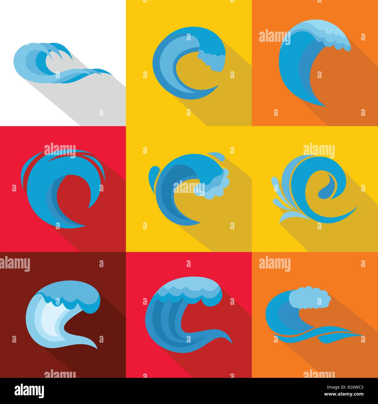 Surge icons set. flat set of 9 surge vector icons for web isolated on ...