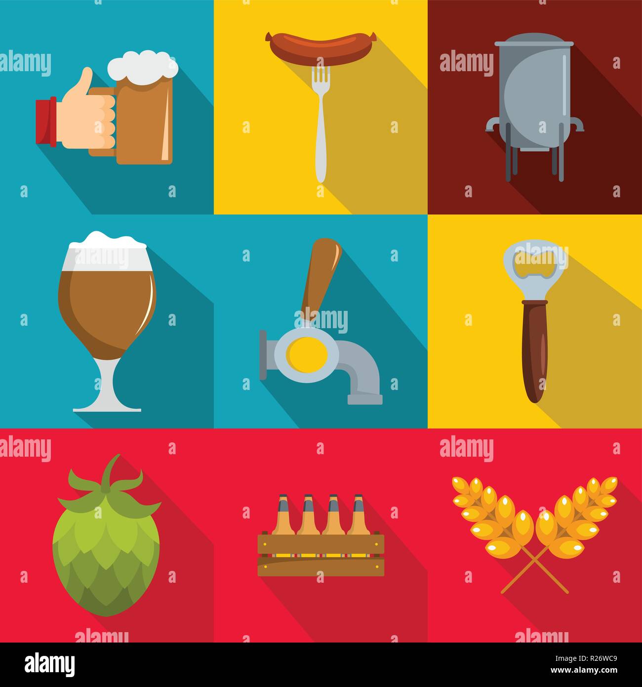 Gourmet icons set. flat set of 9 gourmet vector icons for web isolated ...