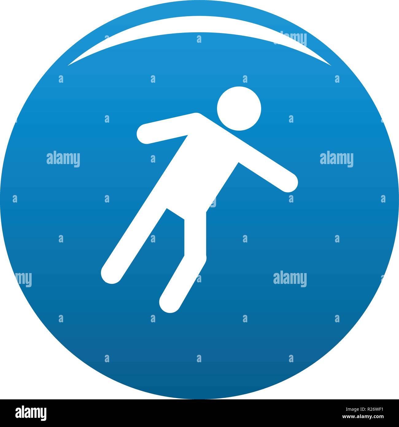 Stick figure stickman icon vector blue circle isolated on white ...