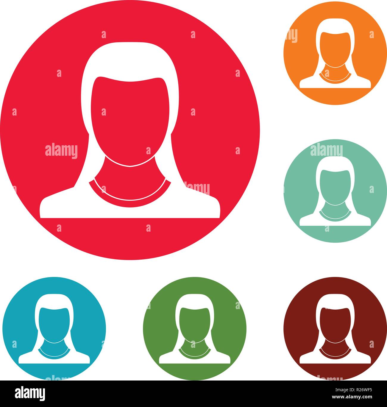 Best woman user icons circle set vector isolated on white background ...