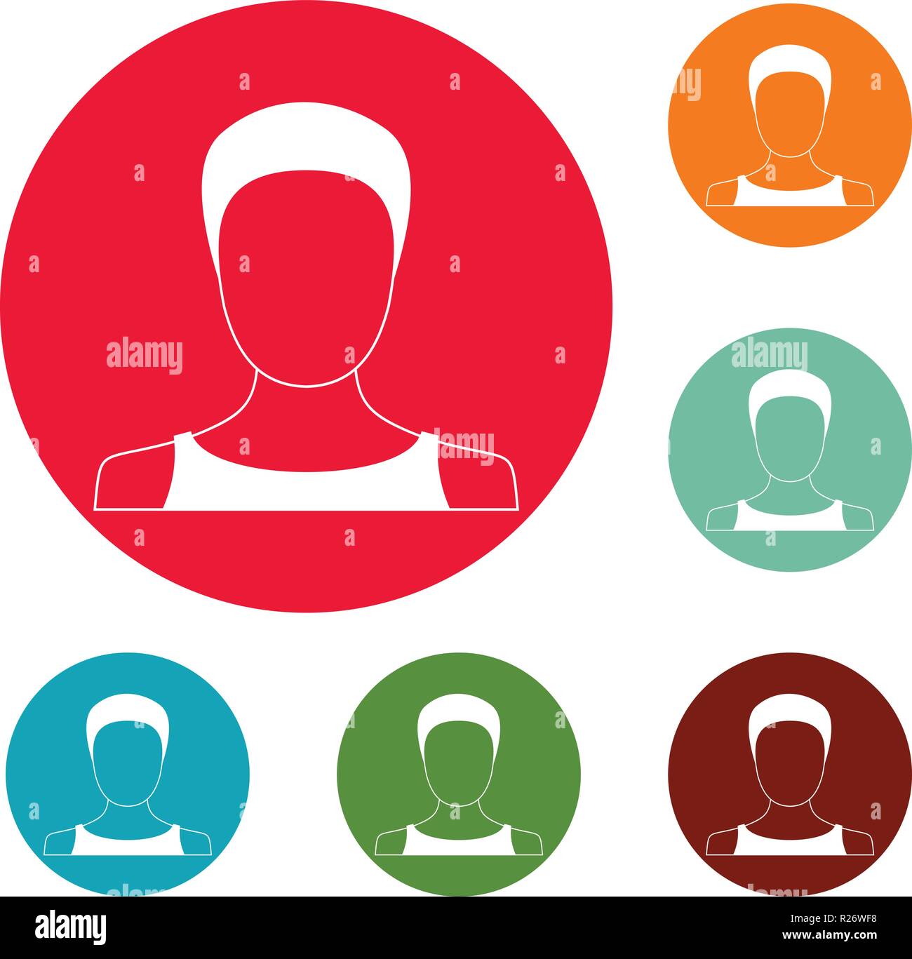 Man user icons circle set vector isolated on white background Stock ...