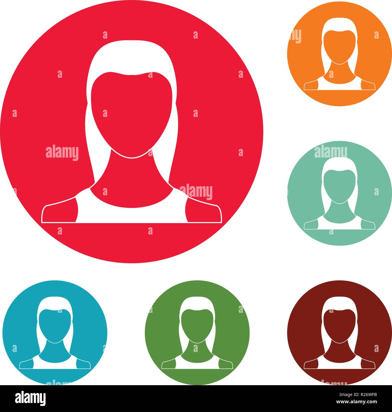 Female avatar icons circle set vector isolated on white background ...