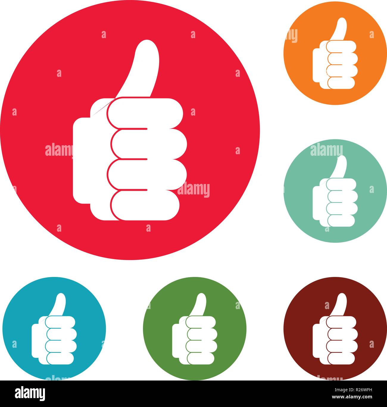 Hand approval icons circle set vector isolated on white background ...