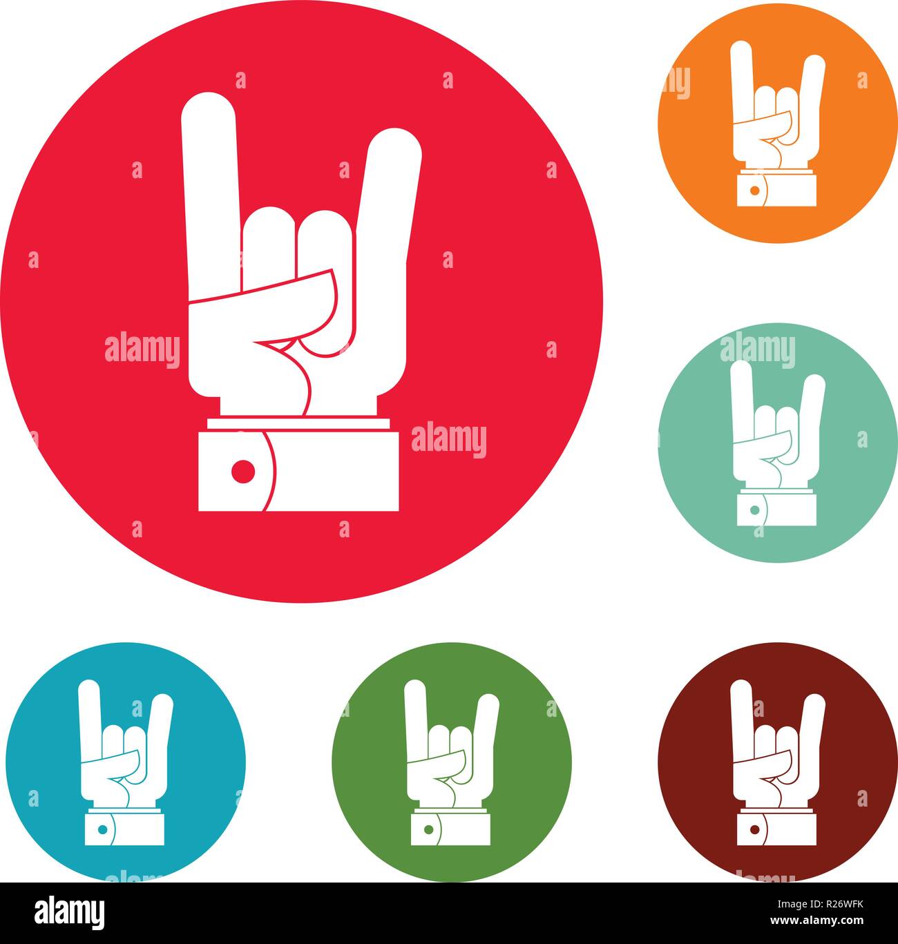 Hand rock icons circle set vector isolated on white background Stock ...
