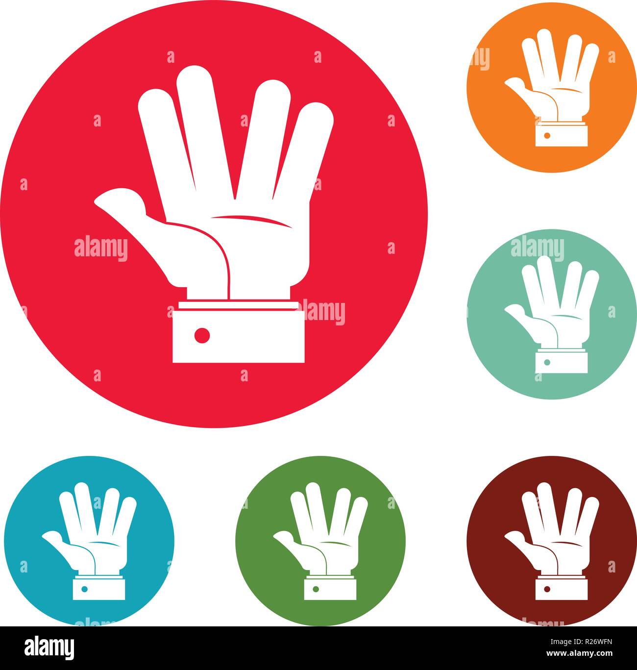 Hand hello icons circle set vector isolated on white background Stock ...