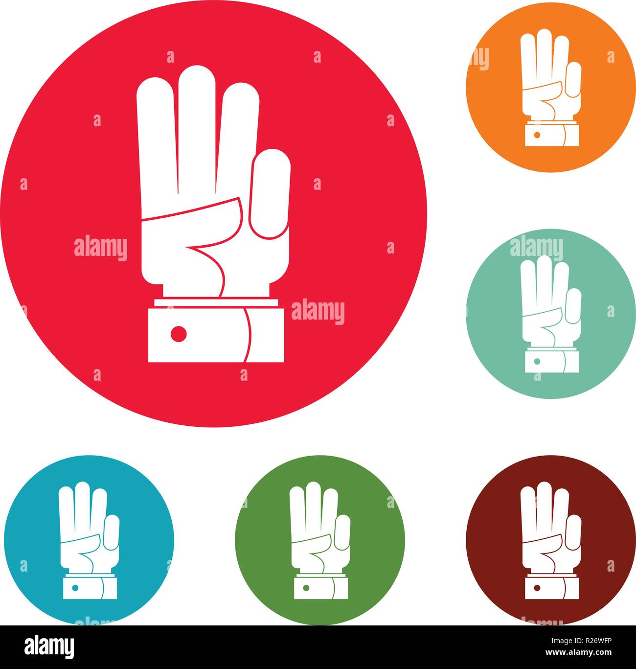 Hand three icons circle set vector isolated on white background Stock ...