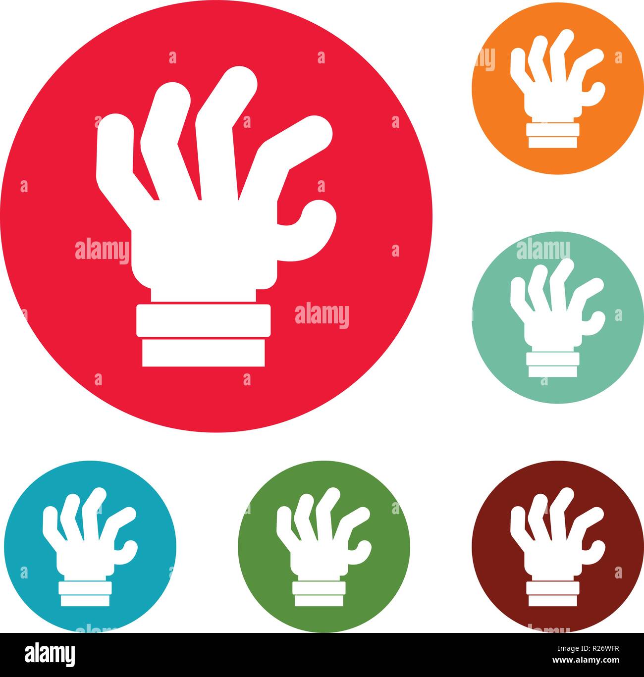 Hand fear icons circle set vector isolated on white background Stock ...