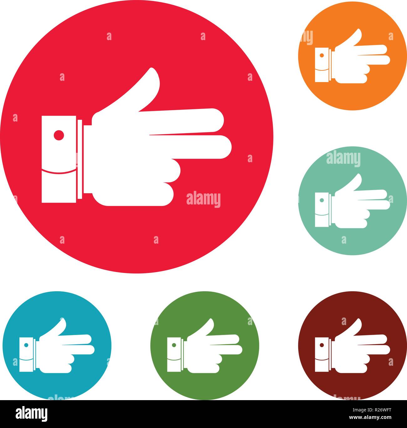 Hand forward icons circle set vector isolated on white background Stock ...