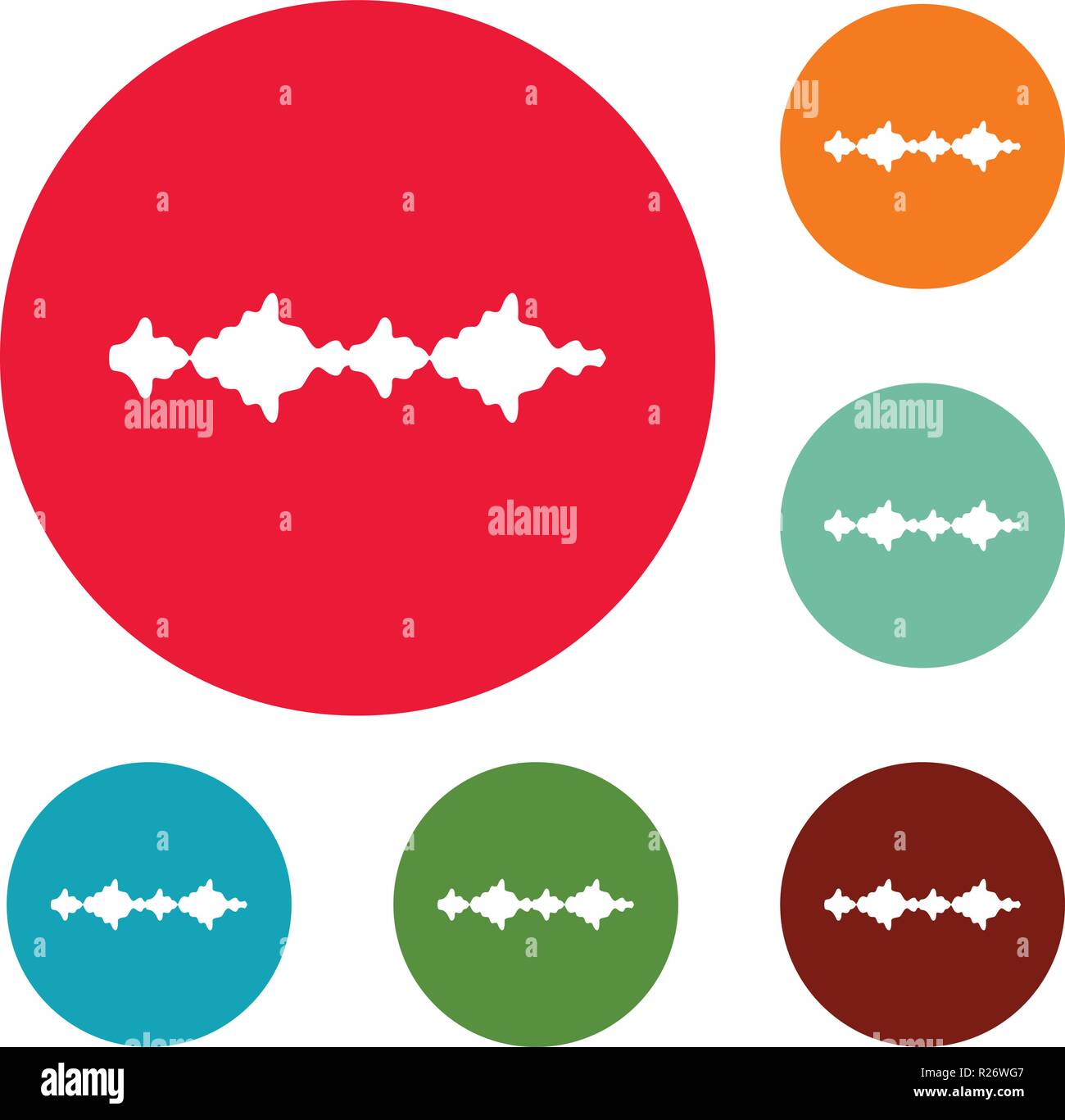 Equalizer sound radio icons circle set vector isolated on white ...