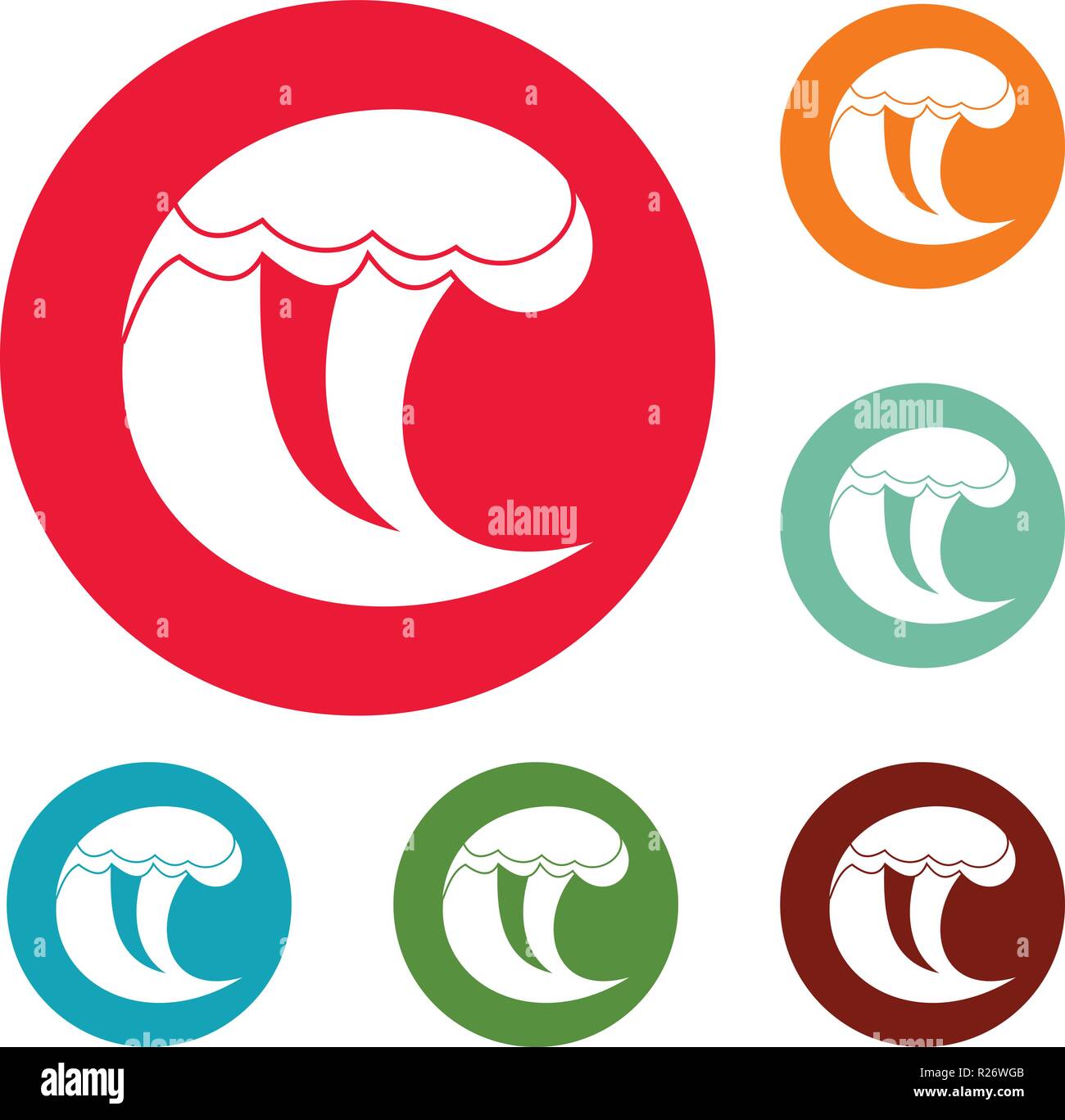 Wave water scene icons circle set vector isolated on white background ...