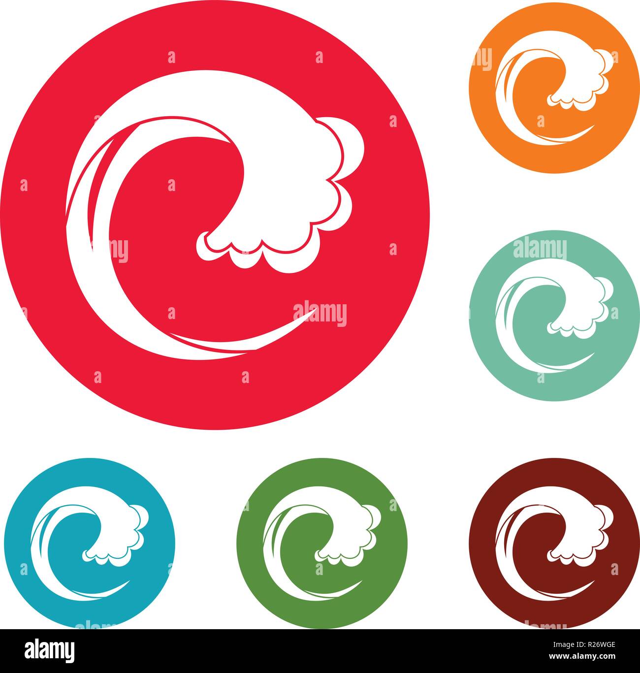 Wave water drop icons circle set vector isolated on white background ...