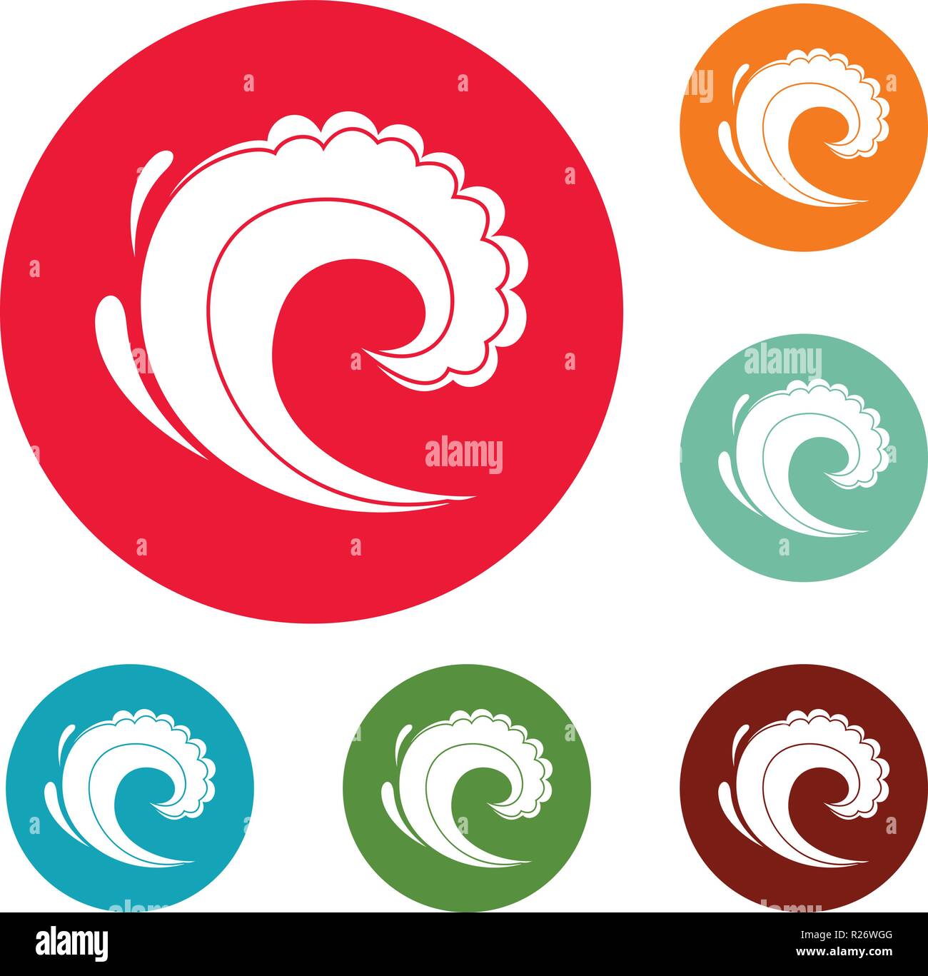 Wave water surfing icons circle set vector isolated on white background ...