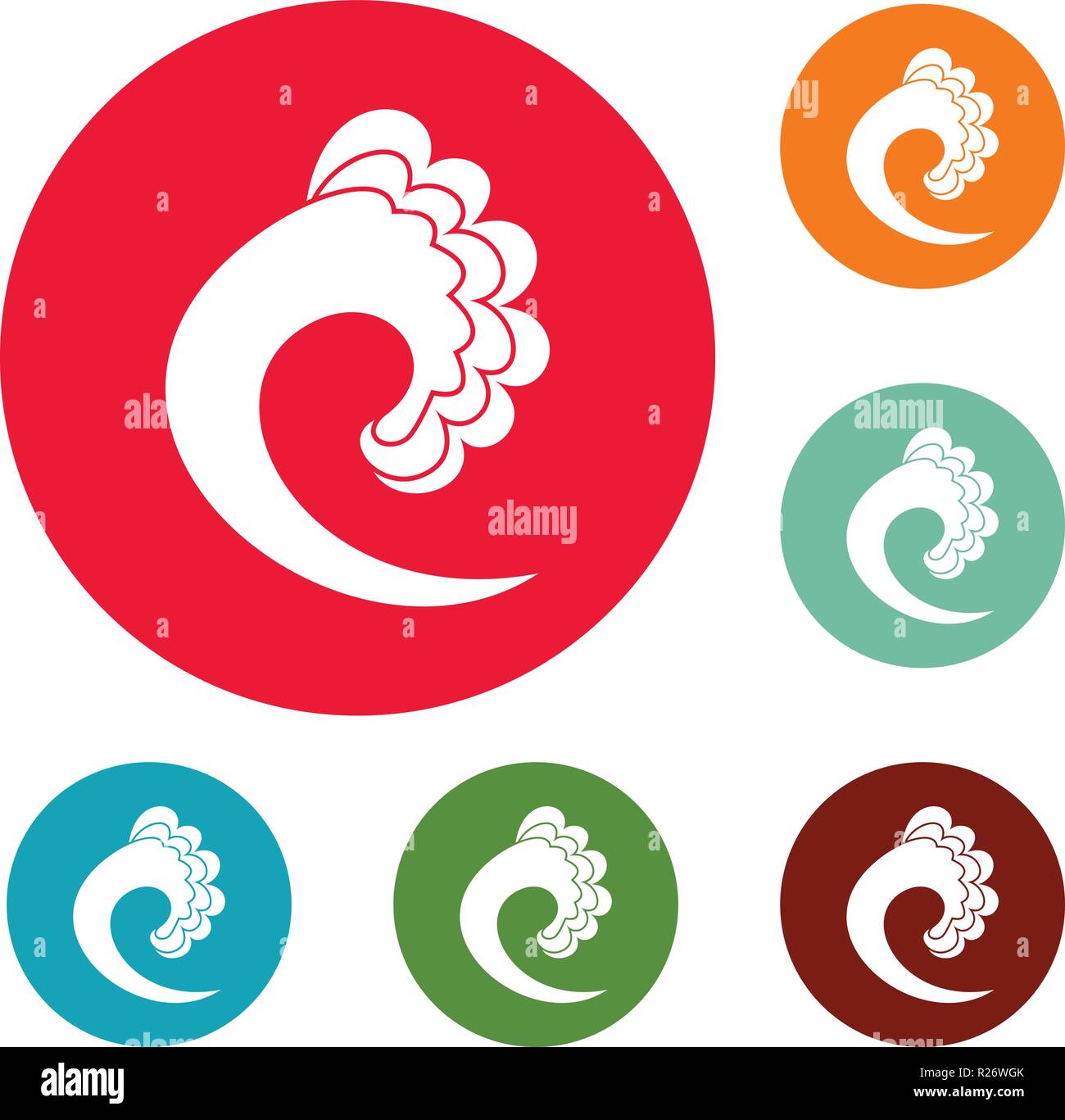 Wave ocean icons circle set vector isolated on white background Stock ...