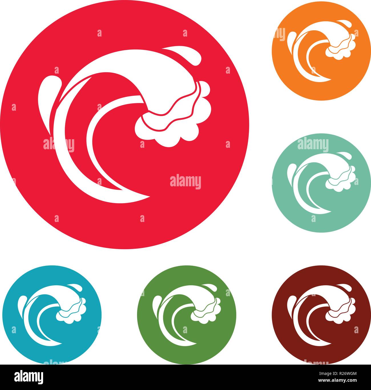 Wave sea icons circle set vector isolated on white background Stock ...