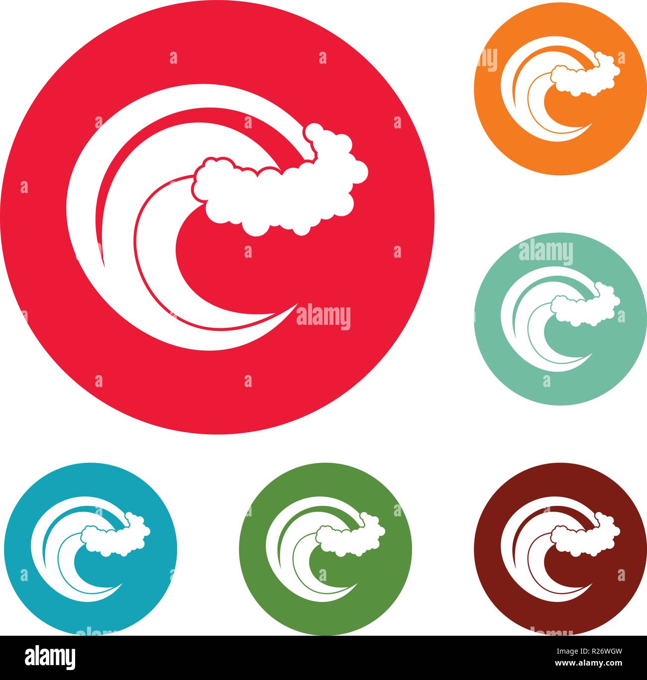 Wave storm icons circle set vector isolated on white background Stock ...