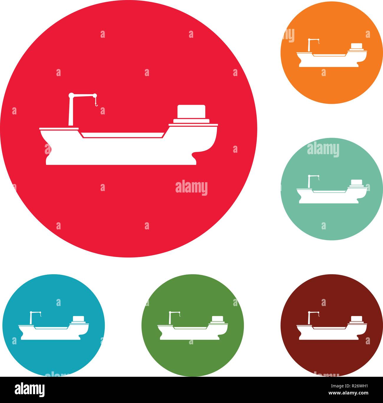 Ship freight icons circle set vector isolated on white background Stock ...