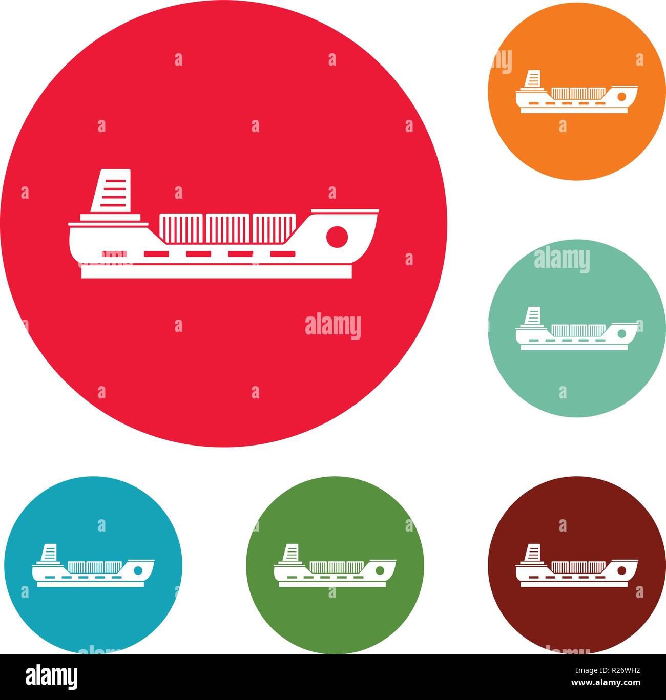 Ship cargo icons circle set vector isolated on white background Stock ...