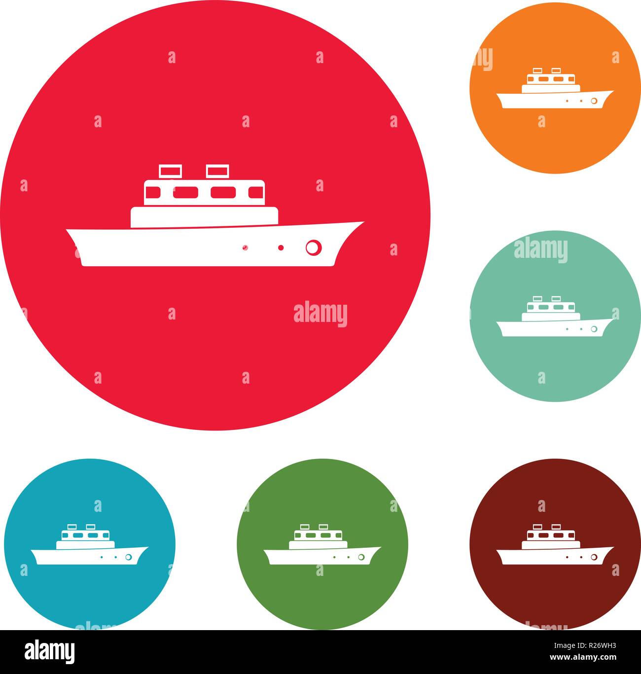 Ship ocean icons circle set vector isolated on white background Stock ...