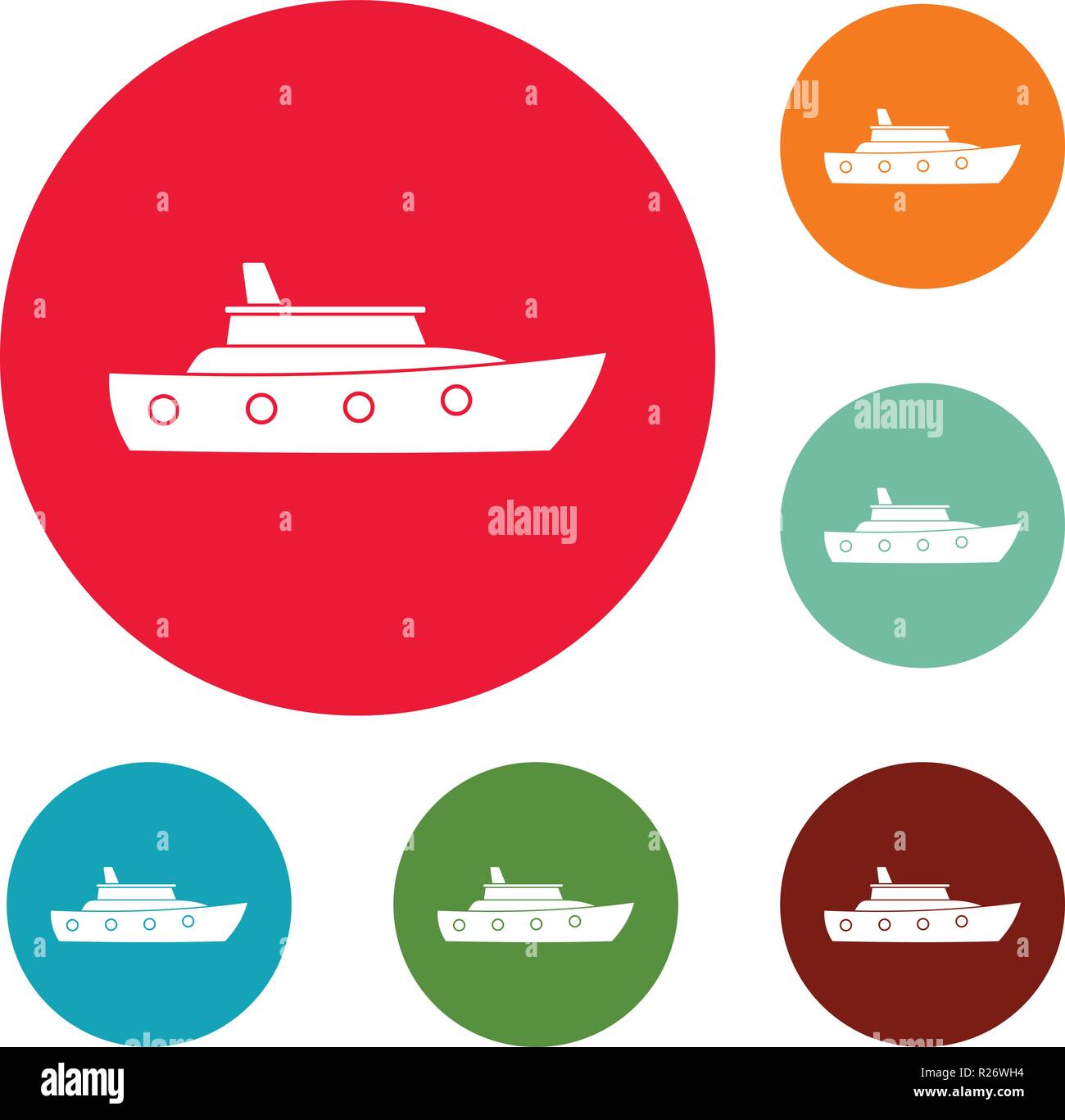 Ship sea icons circle set vector isolated on white background Stock ...