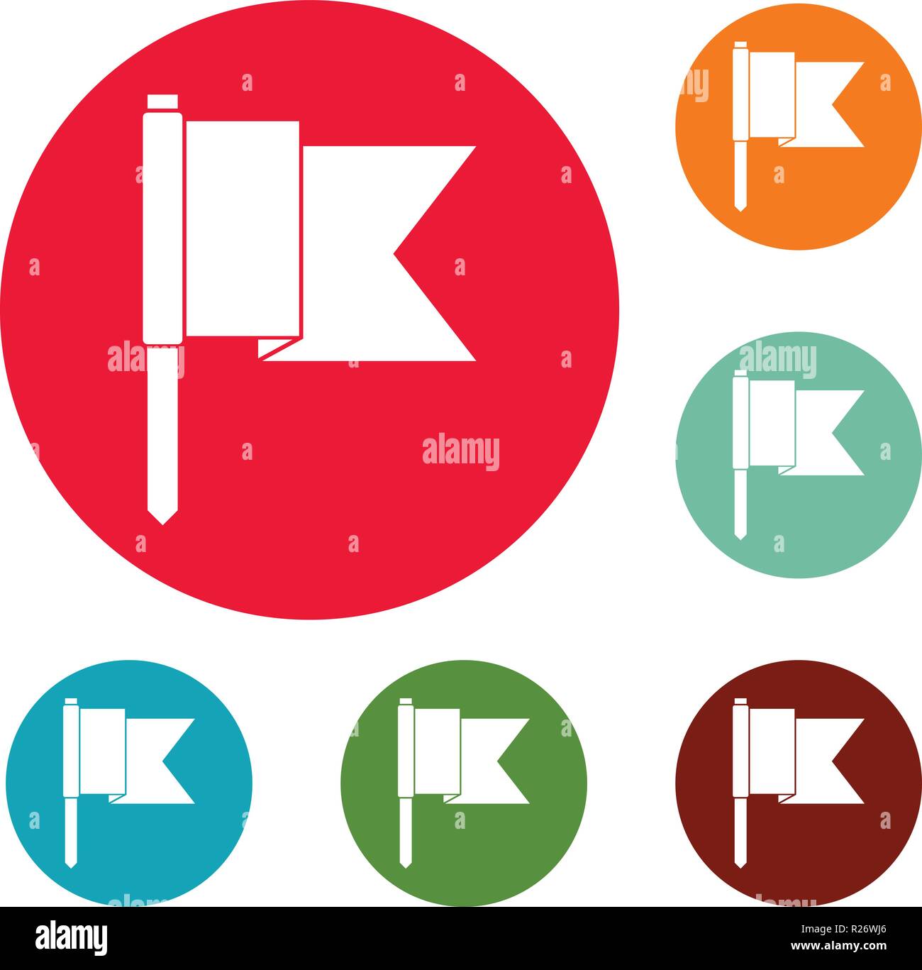 Information flag icons circle set vector isolated on white background ...