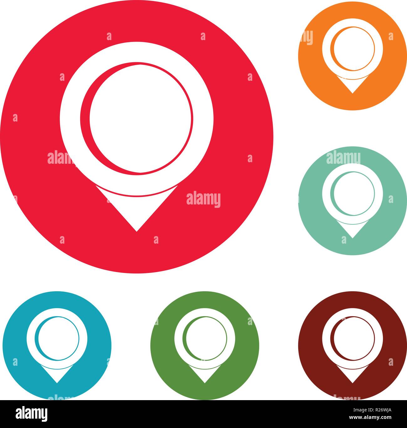 Reminder pin icons circle set vector isolated on white background Stock ...