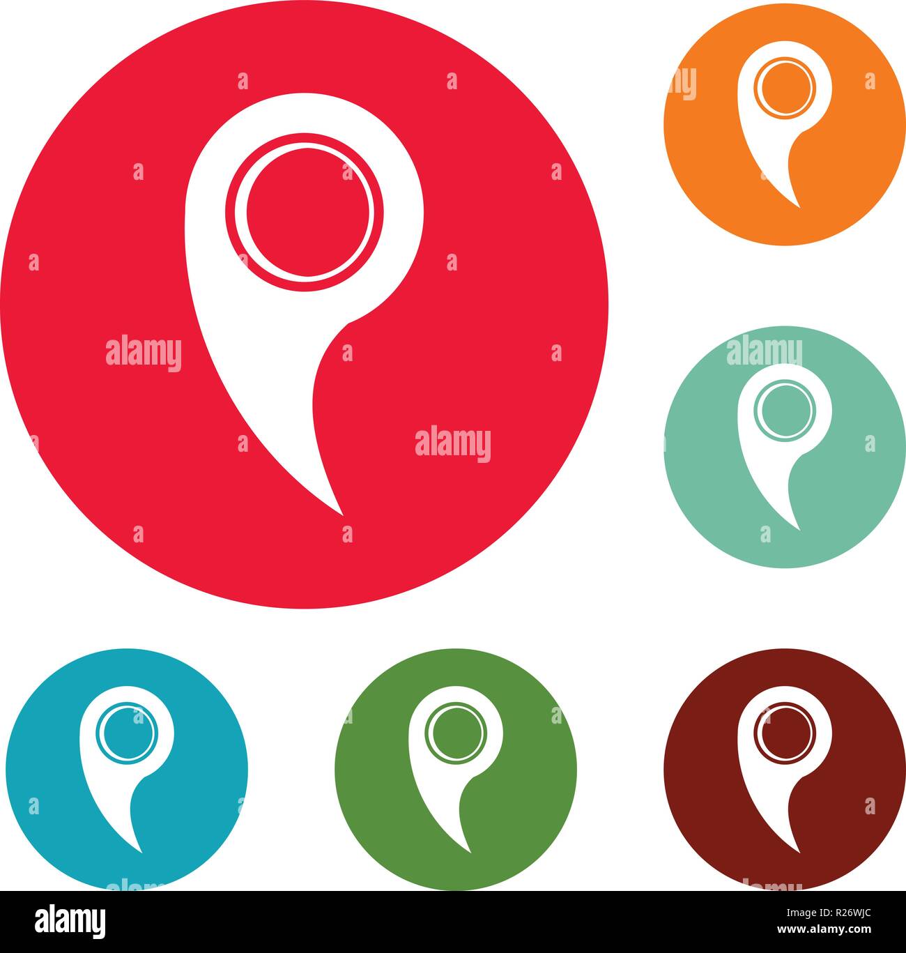 Gps mark icons circle set vector isolated on white background Stock ...