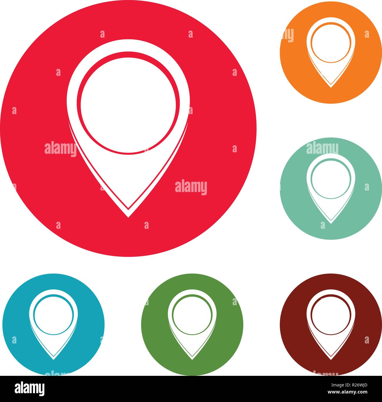 Navigation mark icons circle set vector isolated on white background ...