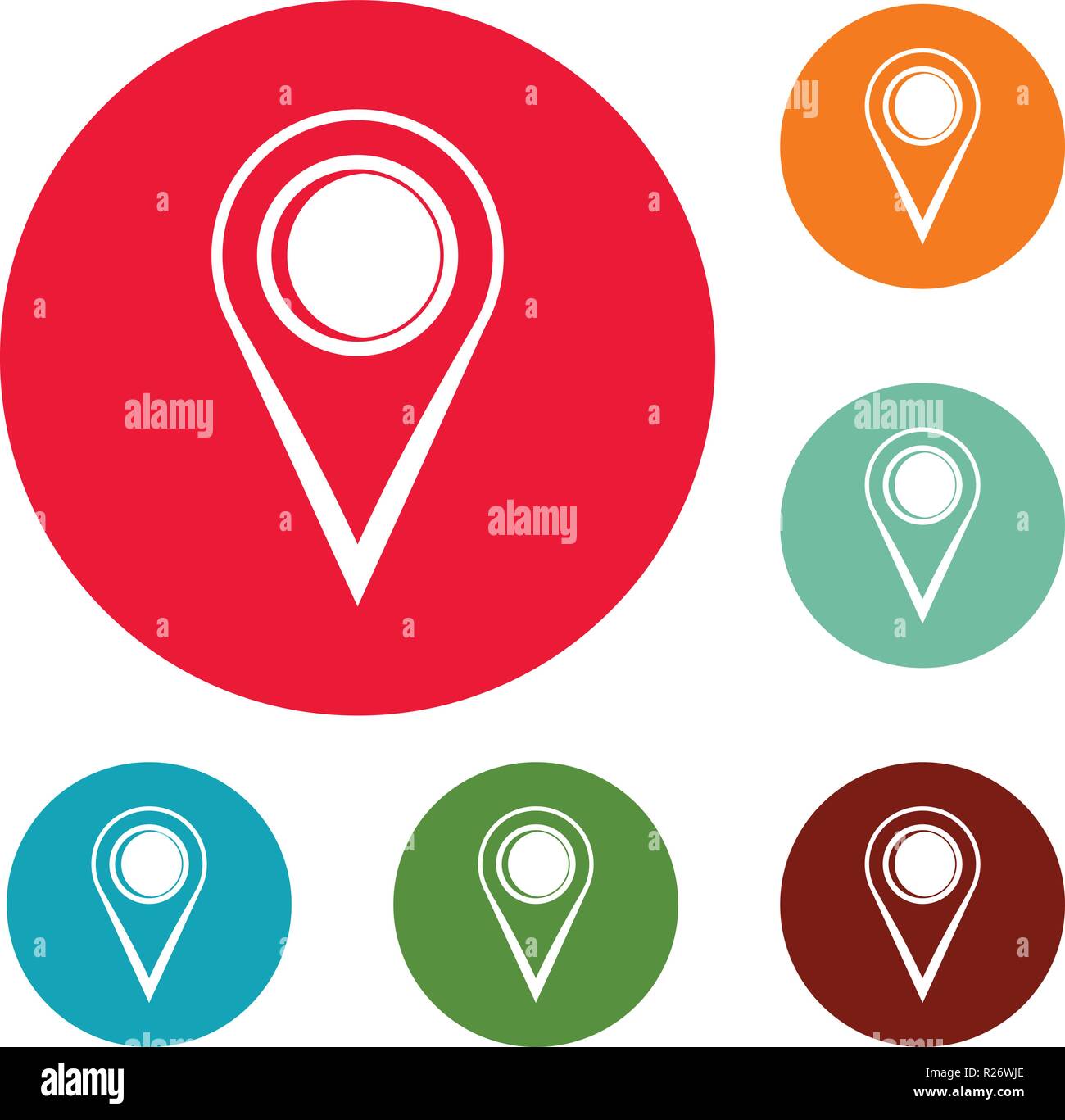 Location mark icons circle set vector isolated on white background ...
