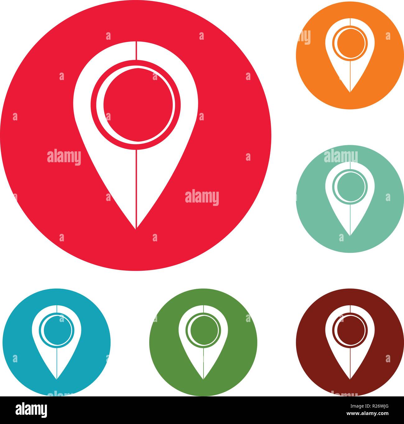 Map pin icons circle set vector isolated on white background Stock ...