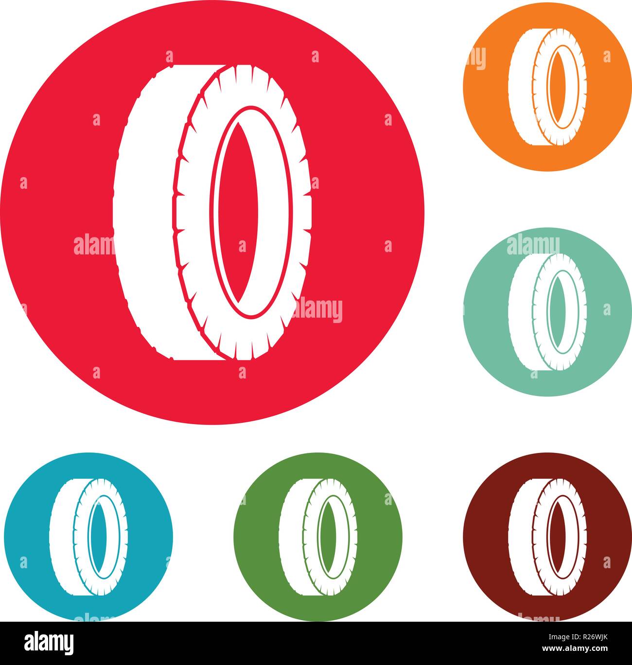 Turning tire icons circle set vector isolated on white background Stock ...